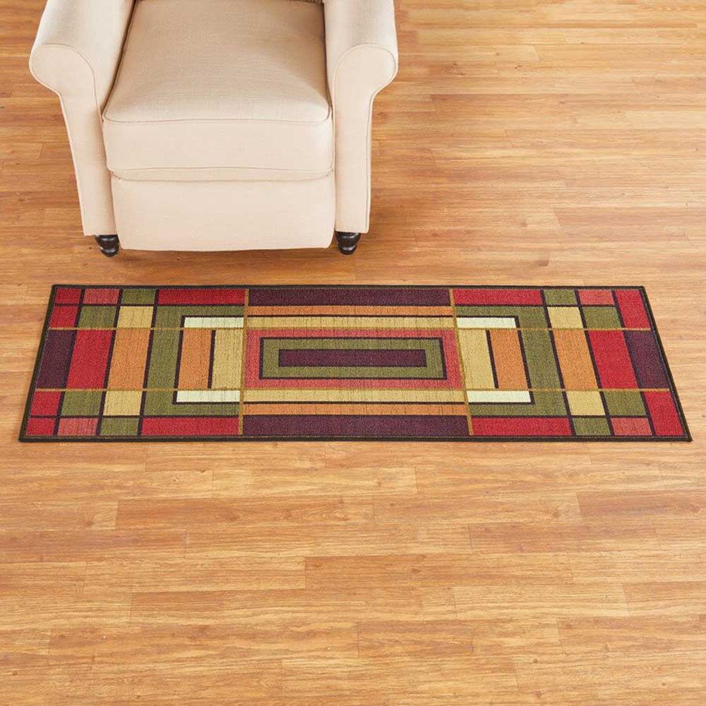 Elegant Colour Block Skid-Resistant Accent Rug | Easylife