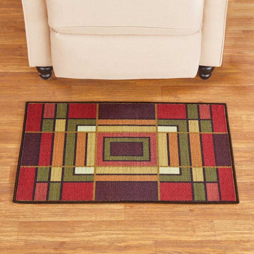 Elegant Colour Block Skid-Resistant Accent Rug | Easylife