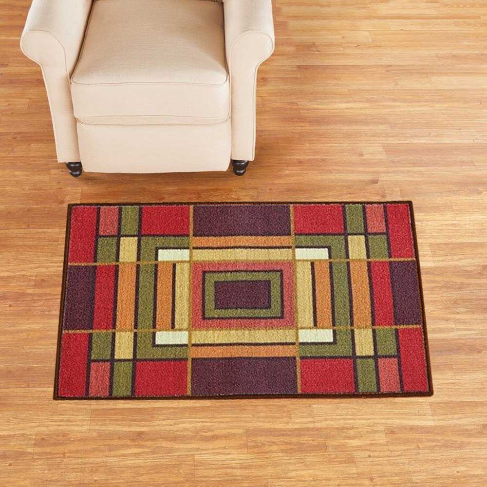 Elegant Colour Block Skid-Resistant Accent Rug | Easylife