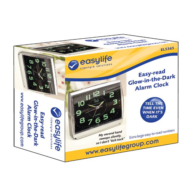 Easy-Read Glow-in-the-Dark Alarm Clock | Easylife